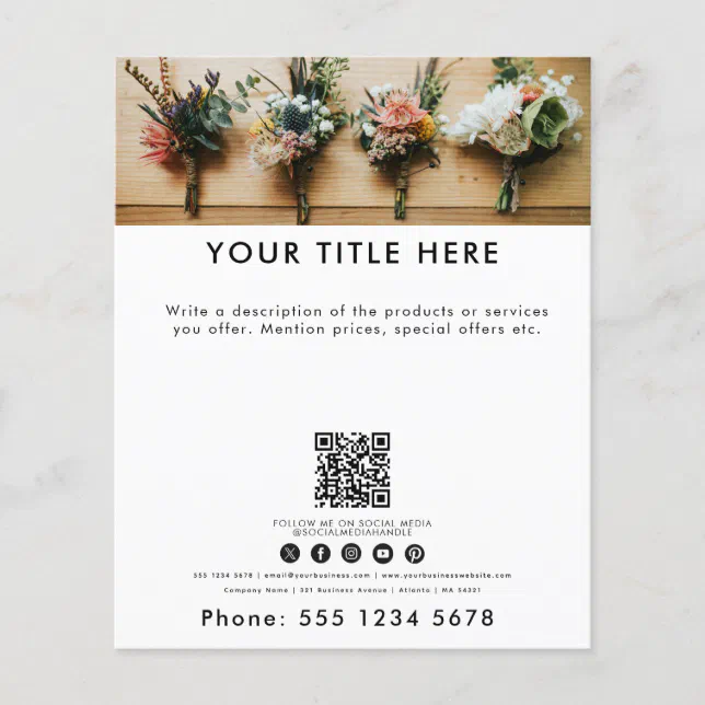 Business Photo Banner QR Code Social Media Flyer | Zazzle