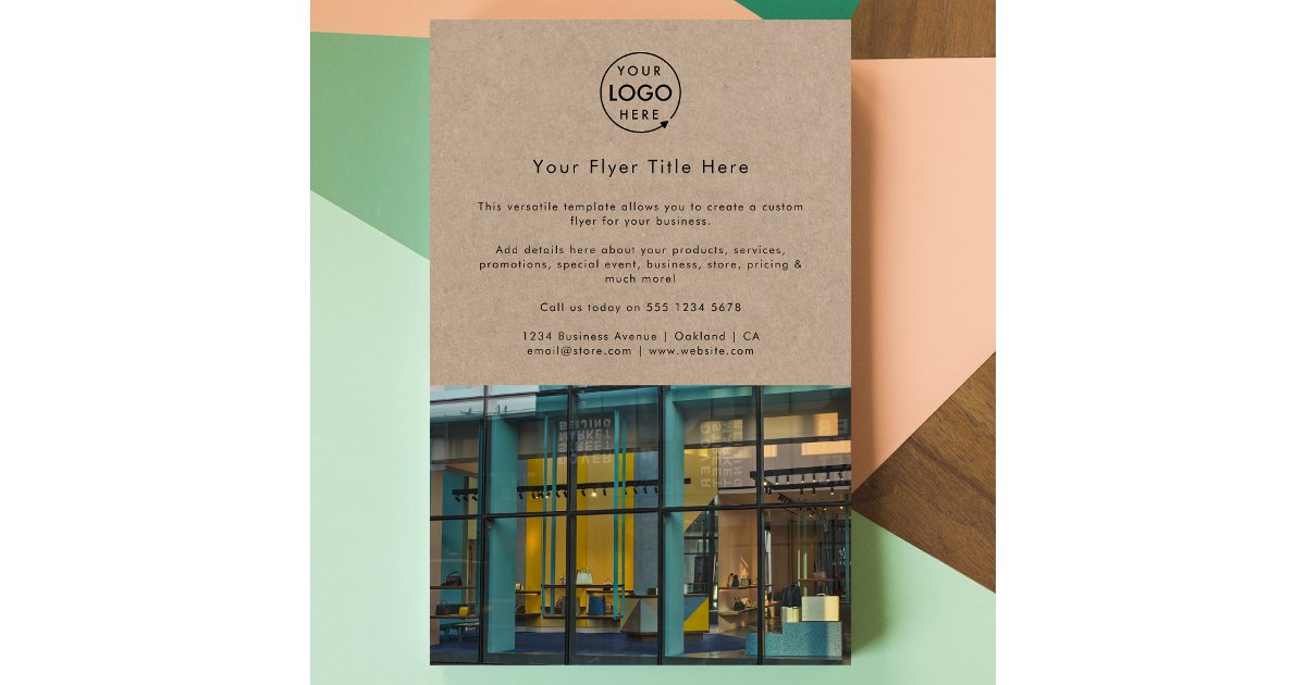 Business Photo Flyer | Rustic Kraft Advert Flyers | Zazzle
