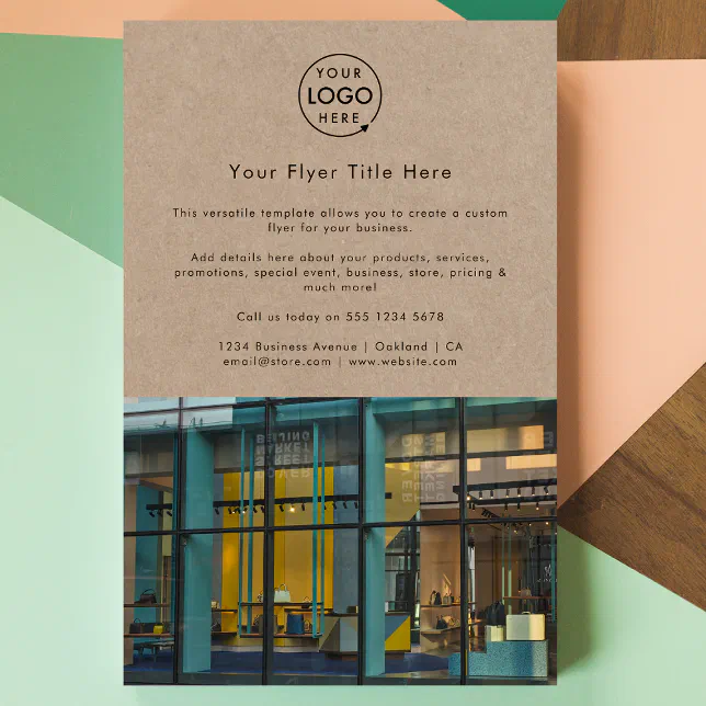Business Photo Flyer | Rustic Kraft Advert Flyers | Zazzle