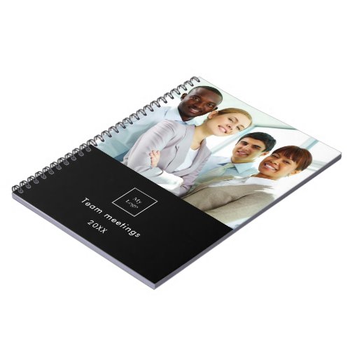 Business photo logo black white team notebook | Zazzle