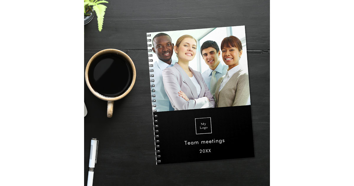 Business photo logo black white team notebook | Zazzle