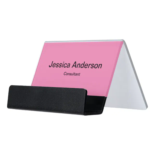 Business Pink and Black Template Text Name Title Desk Business Card ...