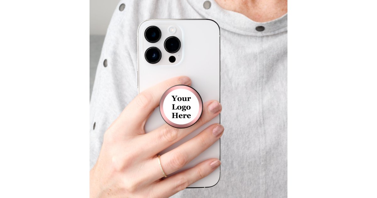 Business Pink and White Your Logo Here Template PopSocket | Zazzle