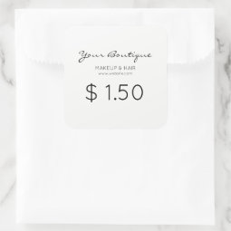 Business Price Calligraphy Square Sticker | Zazzle
