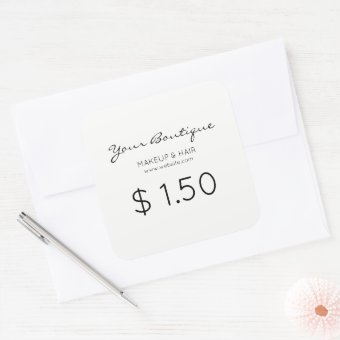 Business Price Calligraphy Square Sticker | Zazzle
