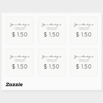 Business Price Calligraphy Square Sticker | Zazzle