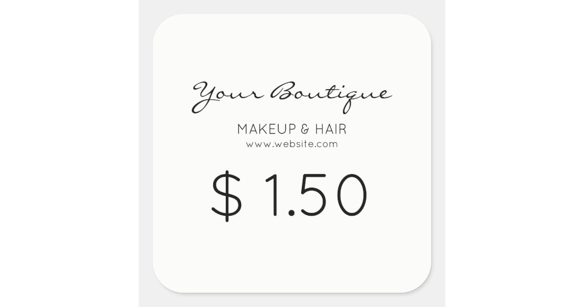 Business Price Calligraphy Square Sticker | Zazzle