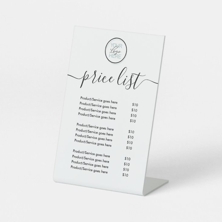 Business Price List with Logo Pedestal Sign | Zazzle