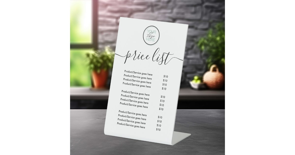 Business Price List with Logo Pedestal Sign | Zazzle