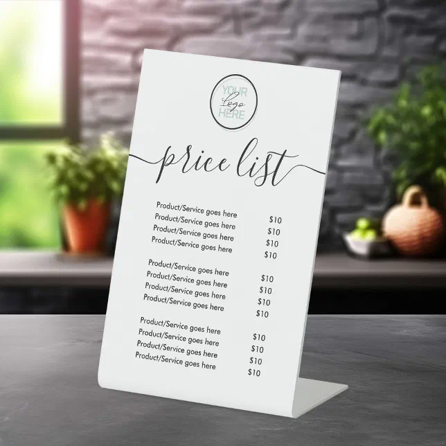Business Price List with Logo Pedestal Sign | Zazzle