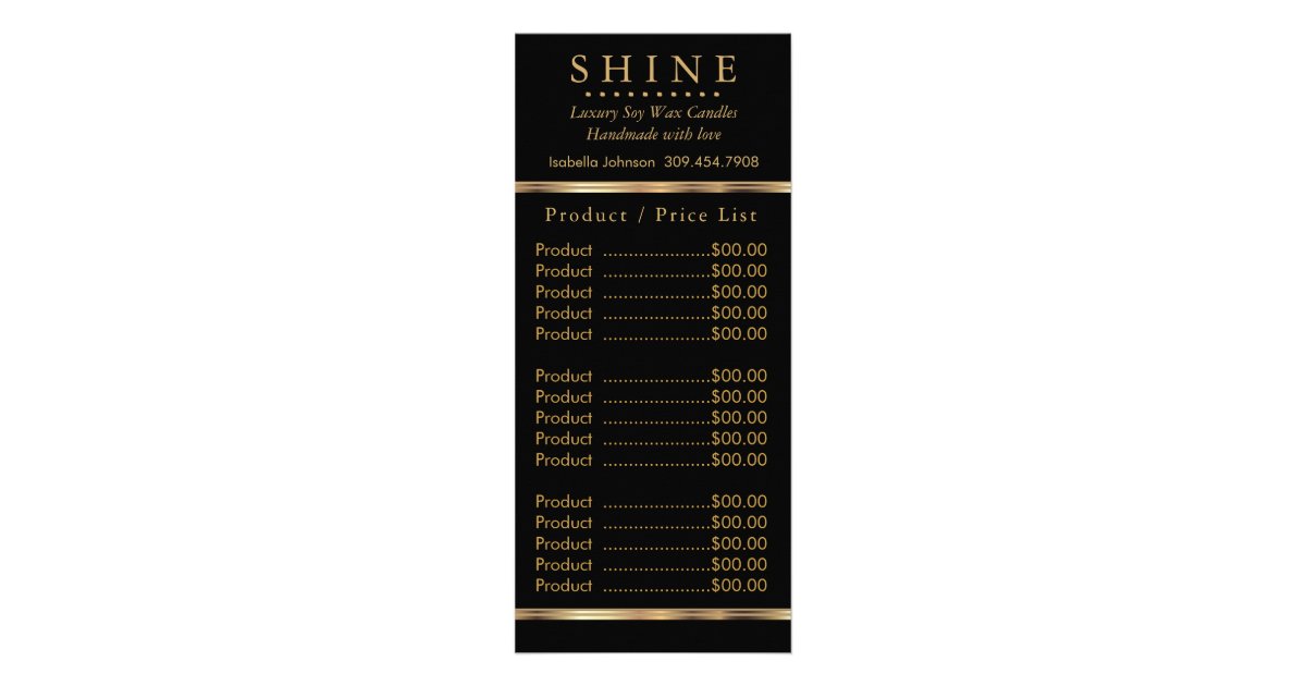 Business Product / Price List Rack Card | Zazzle