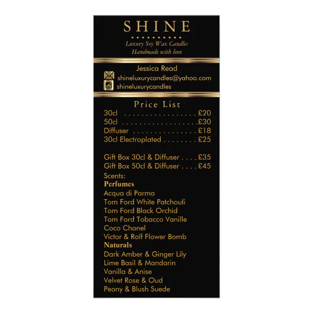 Business Product / Price List Rack Card | Zazzle