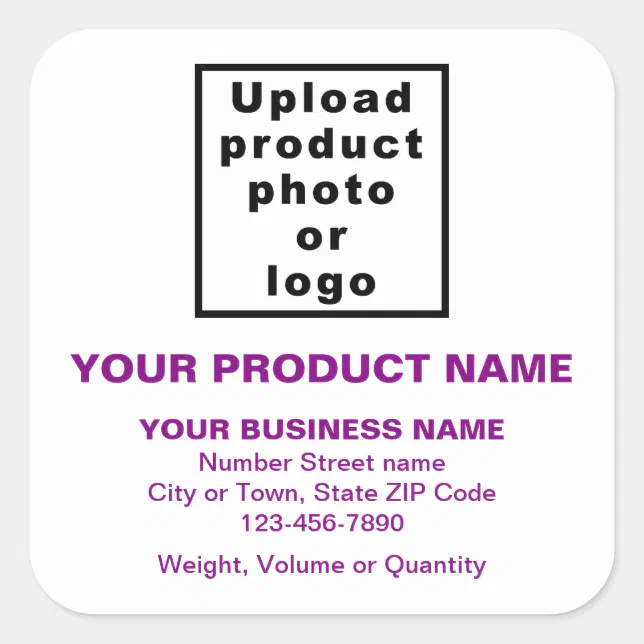 Business Product Purple Minimal Texts on White Square Sticker | Zazzle