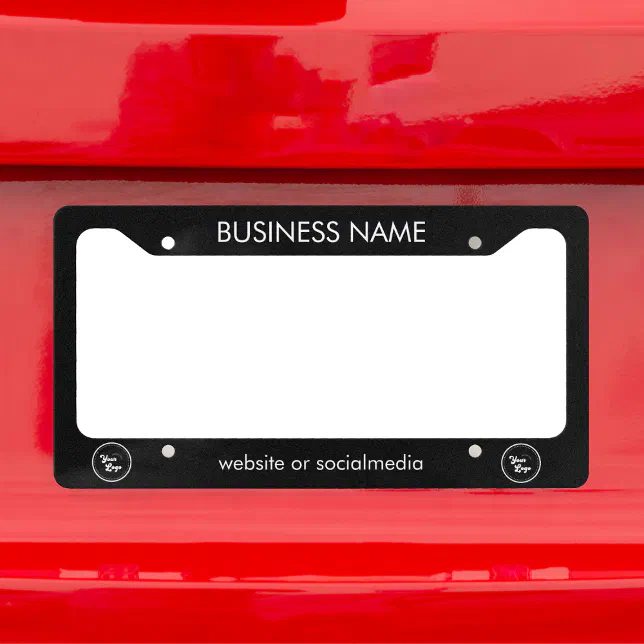 Business Professional Company Custom Logo Text License Plate Frame | Zazzle