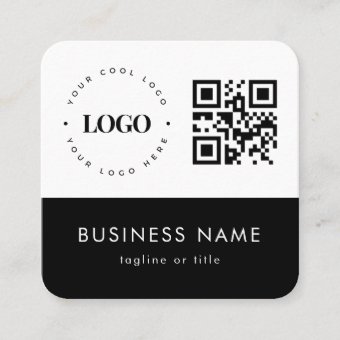 Business Professional Custom Logo QR Code Company Square Business Card ...