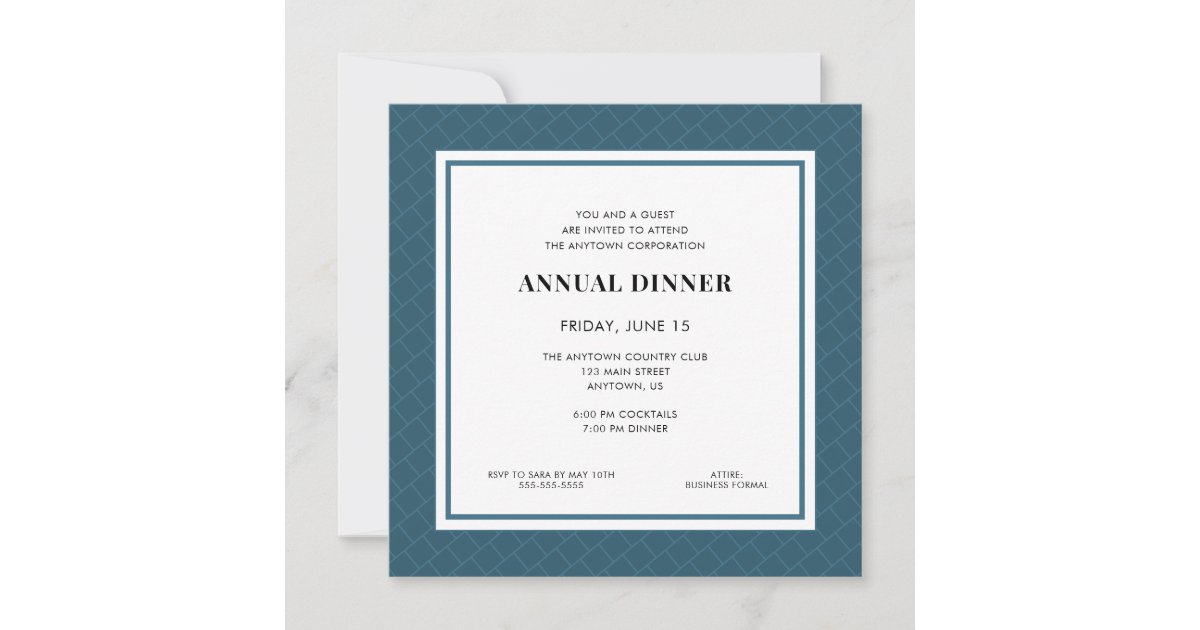Business Professional Dinner | Blue Geometric Invitation | Zazzle