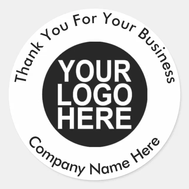 Business Professional Logo Thank you Classic Round Sticker | Zazzle