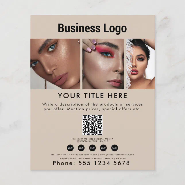Business Promotional Beauty Hair Nail Makeup Salon Flyer | Zazzle