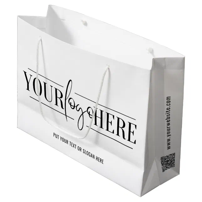 Business Promotional Custom Logo Minimalist Large Gift Bag | Zazzle