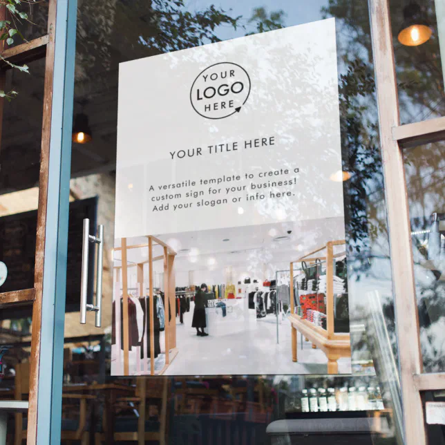 Business Promotional Logo Photo White Window Cling | Zazzle