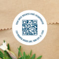 Business Promotional QR Code Blue Classic Round Sticker | Zazzle