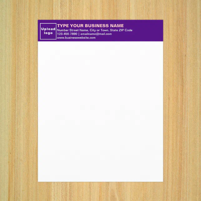 Business Purple Letterhead on Paper Sheet | Zazzle