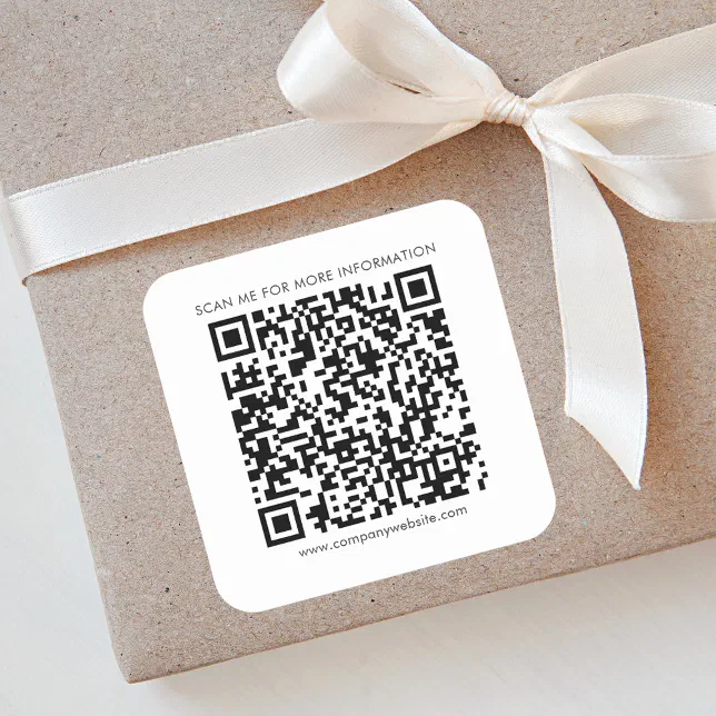 Business QR Code and Company Website Square Sticker | Zazzle