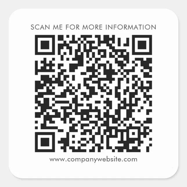 Business QR Code and Company Website Square Sticker | Zazzle