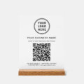 Business QR Code and Logo White Acrylic Sign | Zazzle