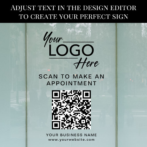 Business QR Code and Logo Window Cling | Zazzle