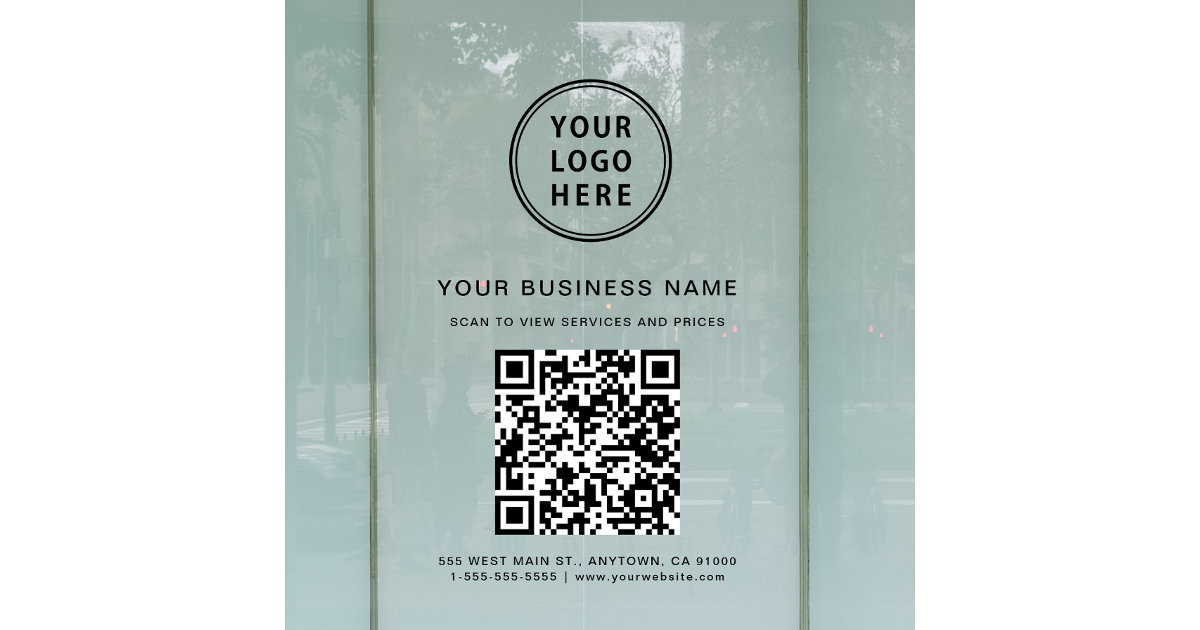 Business QR Code and Logo Window Cling | Zazzle