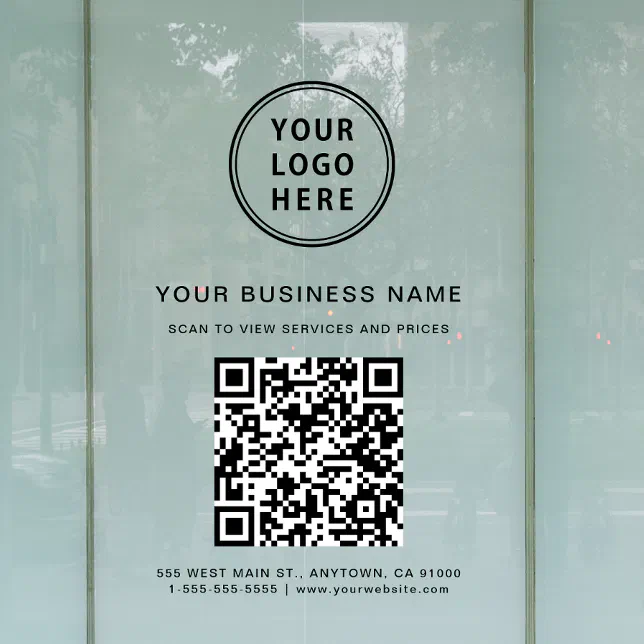 Business QR Code and Logo Window Cling | Zazzle