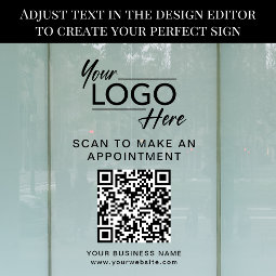 Business QR Code and Logo Window Cling | Zazzle