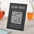 Business QR Code Black Tabletop Pedestal Sign | Zazzle