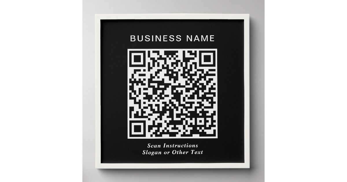 Business QR Code Black Wall Peel And Stick Photo Tile | Zazzle