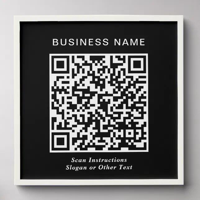 Business QR Code Black Wall Peel And Stick Photo Tile | Zazzle
