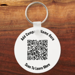 Business QR Code Company Name Text Template Keychain | Zazzle