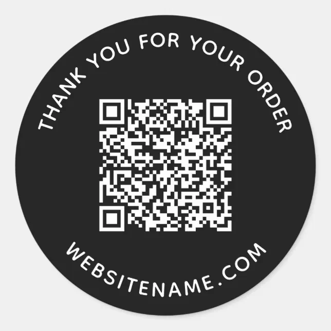 Business QR Code Customer Thank You Black Classic Round Sticker | Zazzle