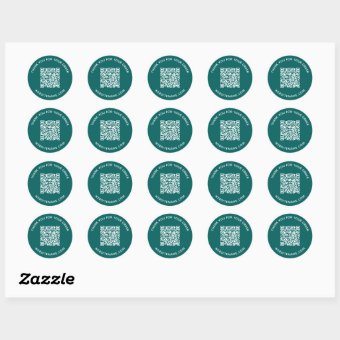 Business QR Code Customer Thank You Teal Classic Round Sticker | Zazzle