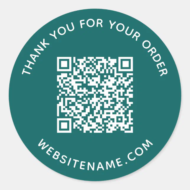 Business QR Code Customer Thank You Teal Classic Round Sticker | Zazzle