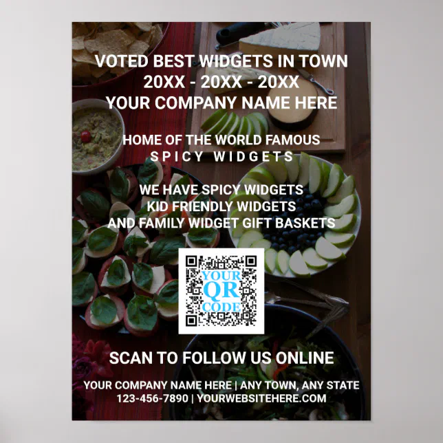 Business QR Code Dark Photo Cool Trade Show Promo Poster | Zazzle