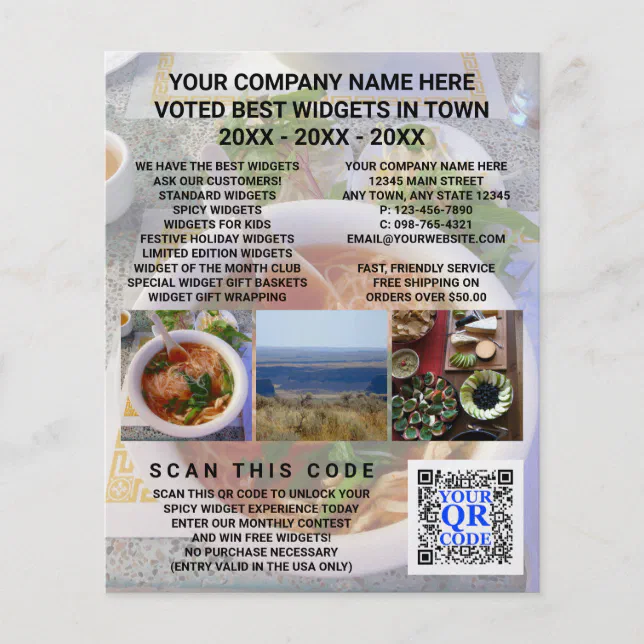 Business QR Code Light Photo Advertising Custom Flyer | Zazzle