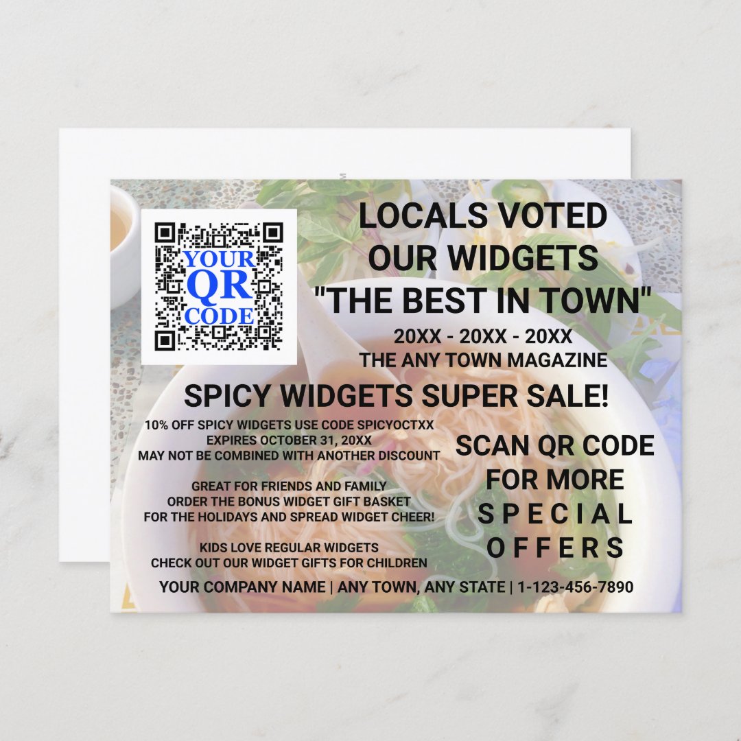 Business QR Code Light Photo Custom Advertising Postcard | Zazzle
