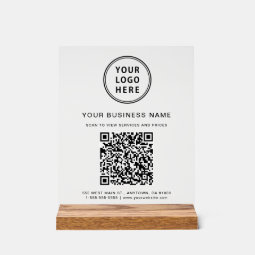 Business QR Code Logo Clear Acrylic Sign | Zazzle