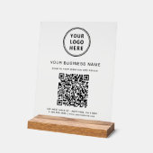 Business QR Code Logo Clear Acrylic Sign | Zazzle