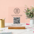 Business QR Code Logo Clear Acrylic Sign | Zazzle