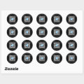 Business QR Code Logo Promotional Black Classic Round Sticker | Zazzle