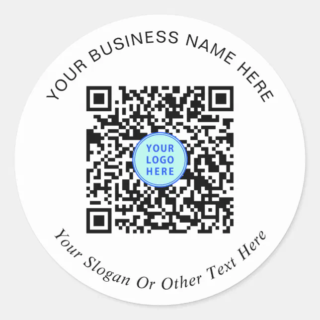 Business QR Code Logo Promotional Classic Round Sticker | Zazzle