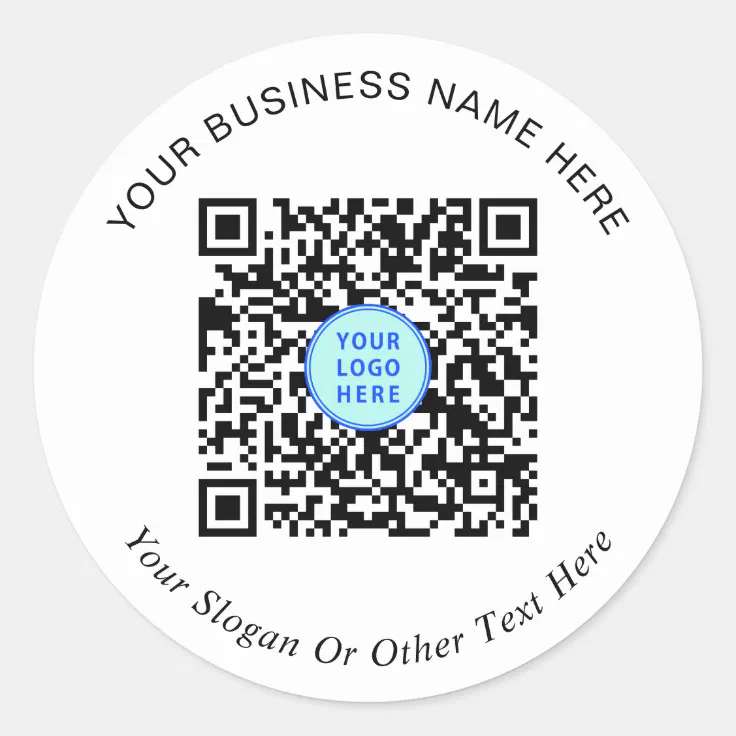 Business QR Code Logo Promotional Classic Round Sticker | Zazzle