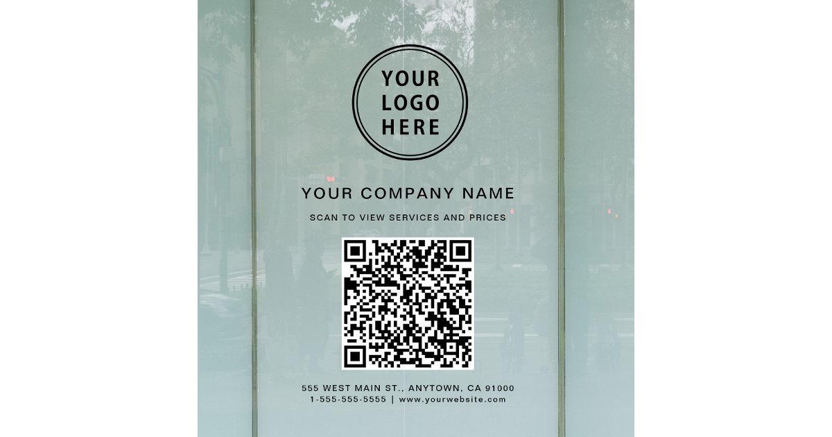Business QR Code Logo Window Cling | Zazzle